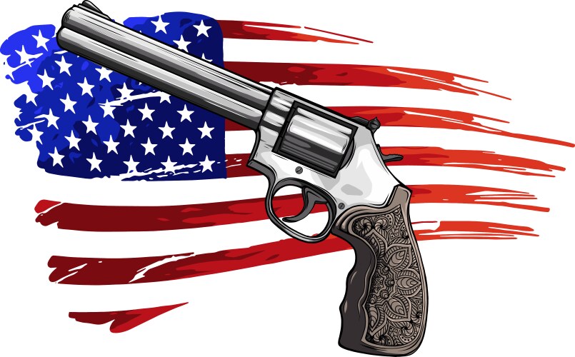 A gun with bang flag Royalty Free Vector Image