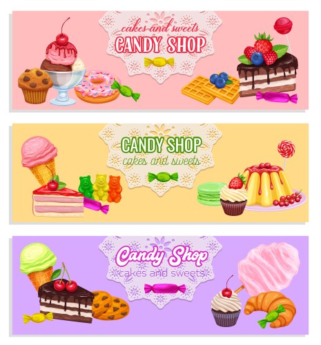Candies horizontal banners Royalty Free Vector Image