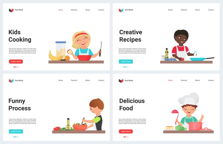 Cartoon kids cooking collection Royalty Free Vector Image