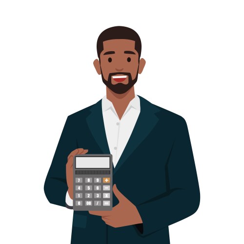 Cartoon calculator man Royalty Free Vector Image