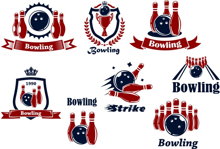 Bowling icon set Royalty Free Vector Image - VectorStock