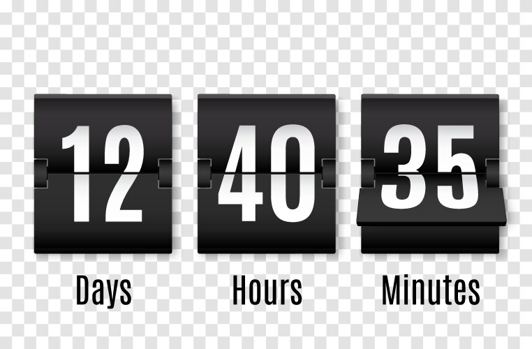 Countdown timer white color mechanical scoreboard Vector Image