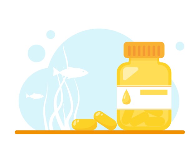 Omega 3 fish oil supplements advertising Vector Image