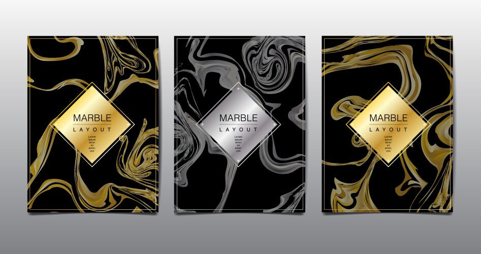 Gold black white marble template covers design Vector Image