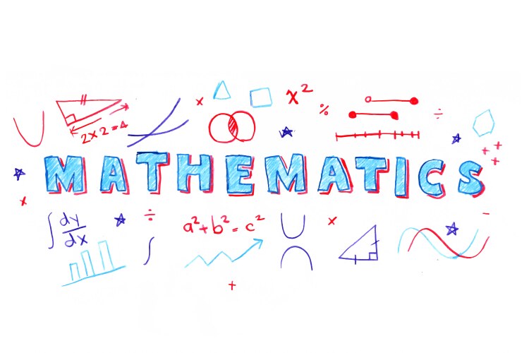 Font design for word math genius with two children