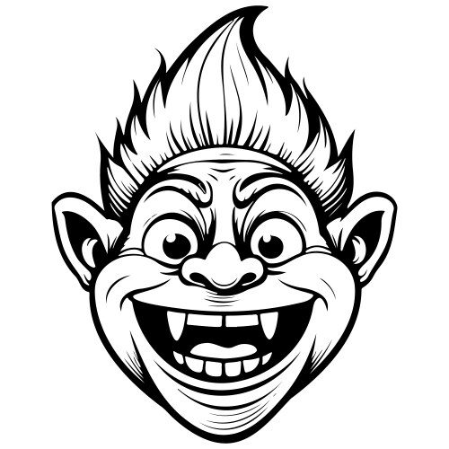 Line troll face drawing realistic outline Vector Image