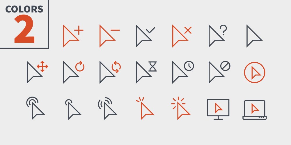 Selection cursors ui pixel perfect well-crafted Vector Image