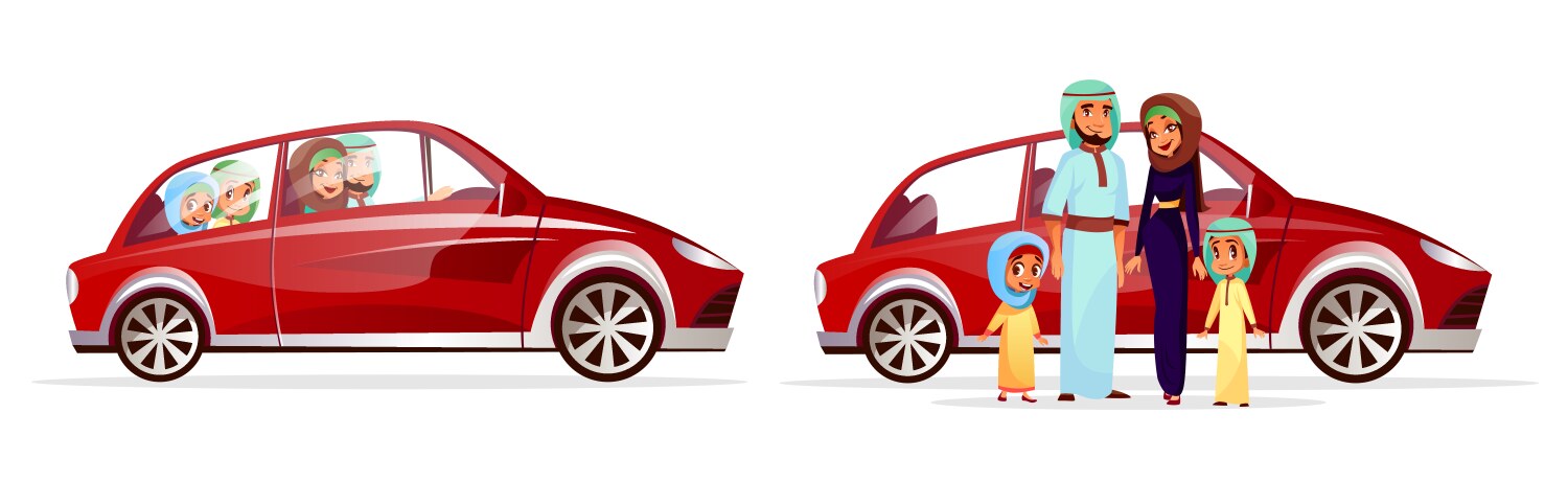 Happy family in car Royalty Free Vector Image - VectorStock
