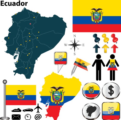Cartoon map of ecuador Royalty Free Vector Image