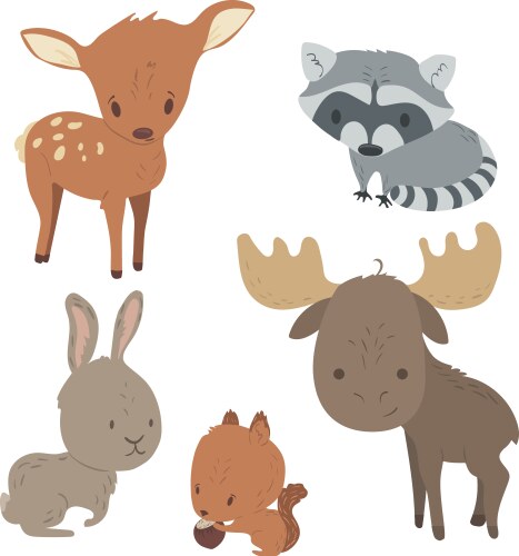 Cute woodland animals collection Royalty Free Vector Image