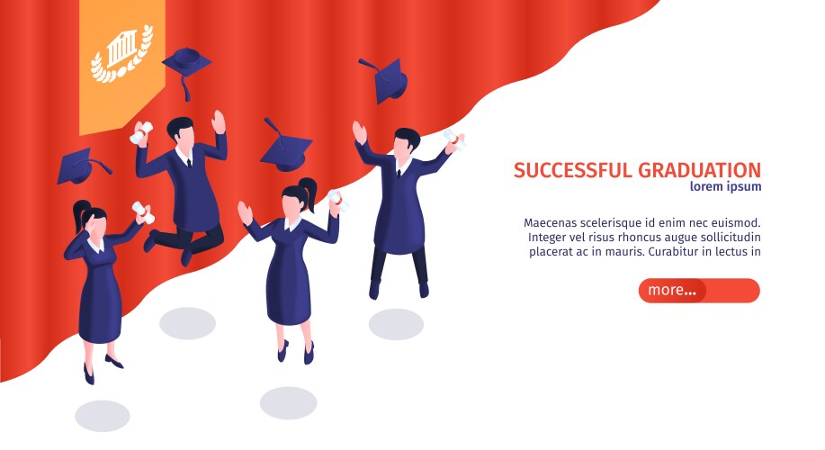 Graduation diploma horizontal banners Royalty Free Vector