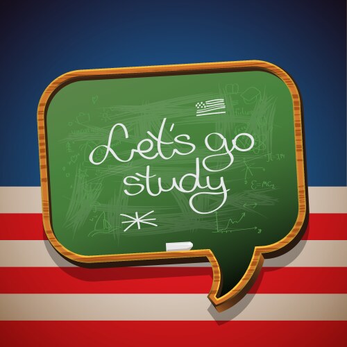 Lets go study english background Royalty Free Vector Image