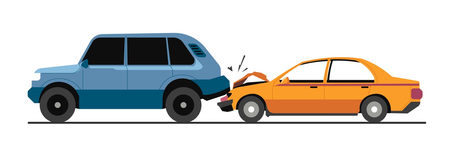 Two cars impact road accident rear-end collision Vector Image