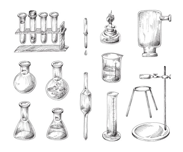 Laboratory equipment hand drawn Royalty Free Vector Image