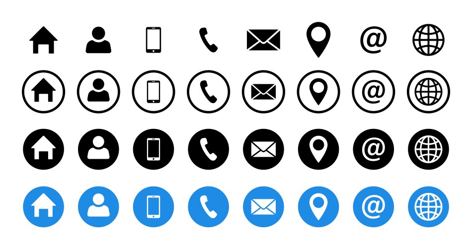 Contact mail telephone location icon isolated Vector Image Contact mail telephone location icon isolated Vector Image