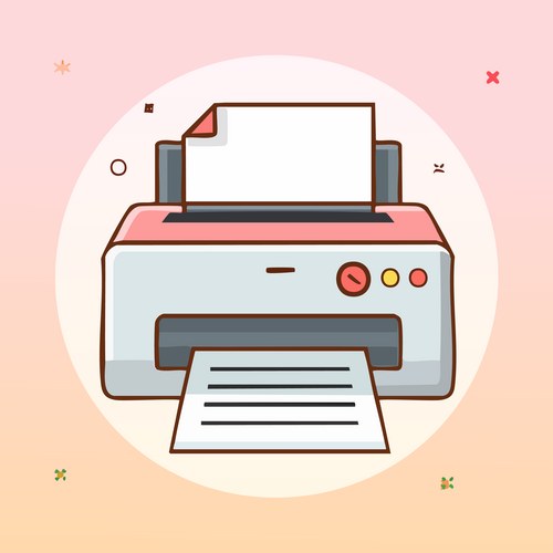 Pink Office Printer Icon – Royalty-Free Vector | VectorStock