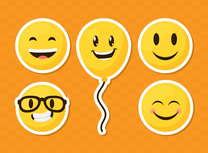 Happy emoji balloon Royalty Free Vector Image - VectorStock