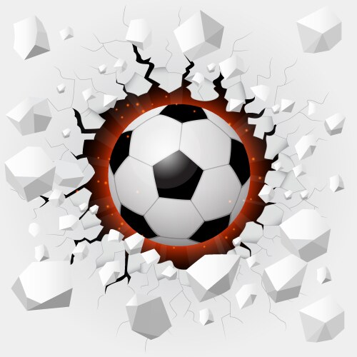 Soccer ball and old plaster wall damage Royalty Free Vector