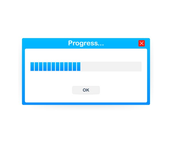 Loading data window with progress bar on laptop Vector Image