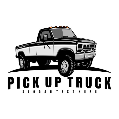 Pick up truck logo design Royalty Free Vector Image