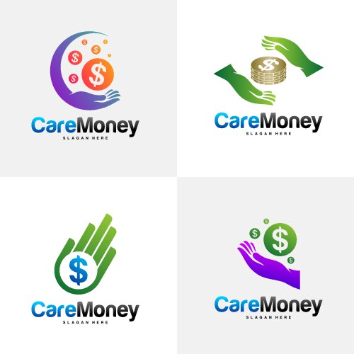 Money care logo design concept Royalty Free Vector Image