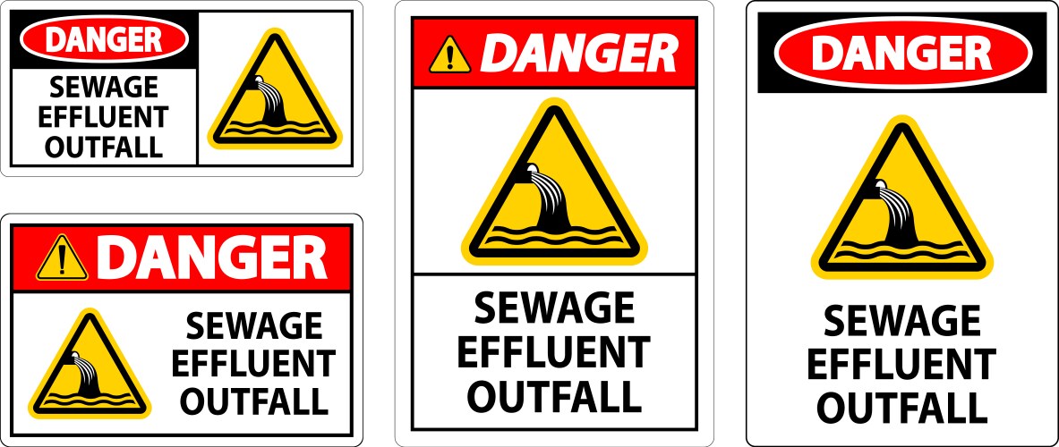 Water safety sign warning - sewage effluent Vector Image