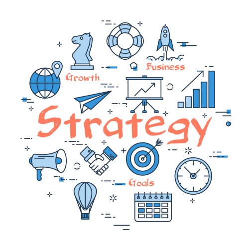 02 blue business icons set Royalty Free Vector Image