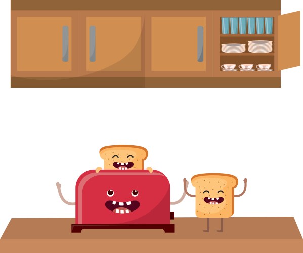 Bread toaster cartoon Royalty Free Vector Image