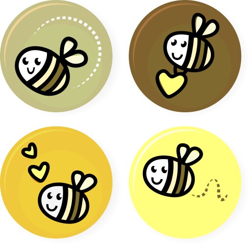 Bee and honey icons set isolated on white Vector Image
