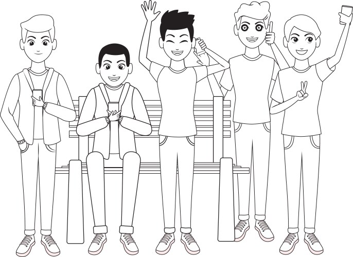 Group of friends cartoon Royalty Free Vector Image