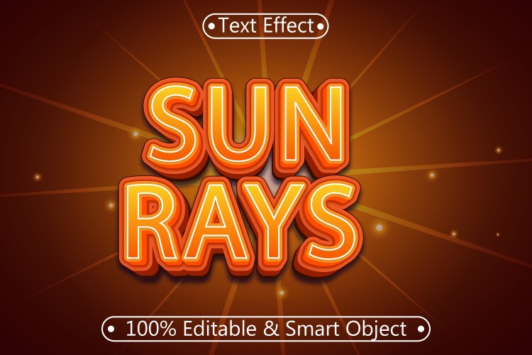 Sun rays editable text effect 3 dimension emboss Vector Image