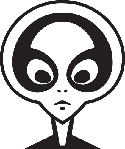Alien - black and white Royalty Free Vector Image