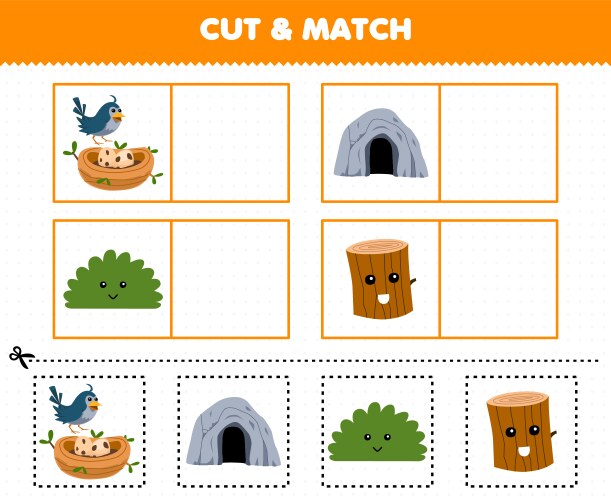Education game for children cut and match Vector Image