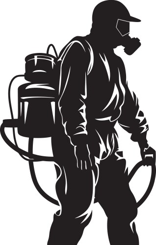 Pest purge fumigating man emblem logo Royalty Free Vector