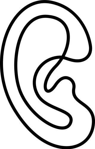 Continuous line drawing of ear crossed Royalty Free Vector
