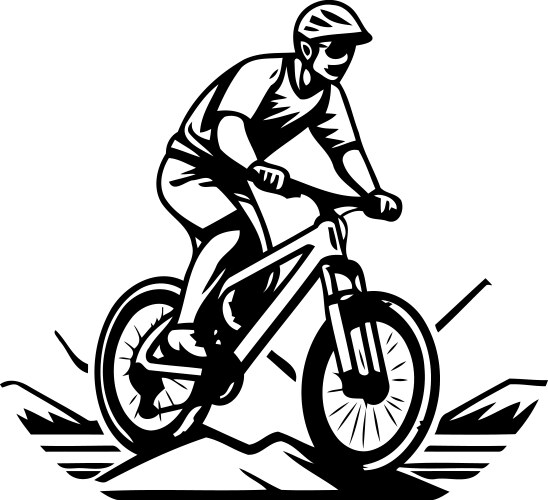 Mountain biker on the rocks Royalty Free Vector Image