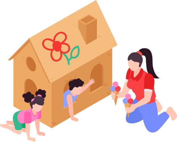 Kids playground isometric flowchart Royalty Free Vector