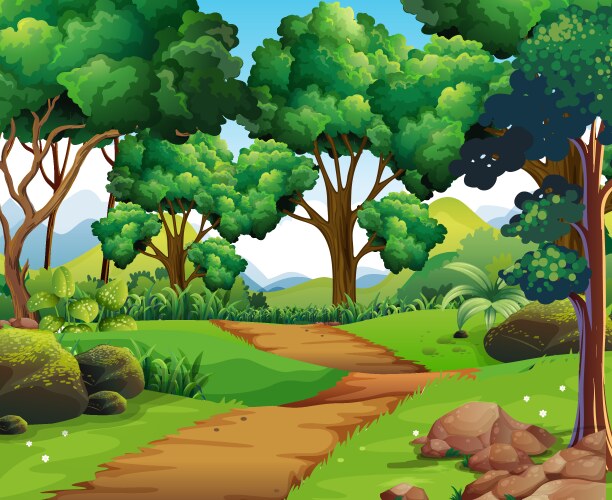 Forest background with the nature scene Royalty Free Vector