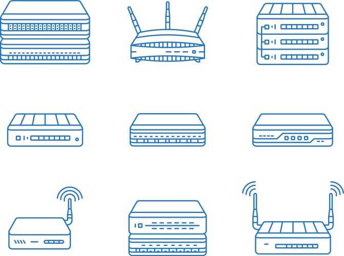 Network router icons Royalty Free Vector Image