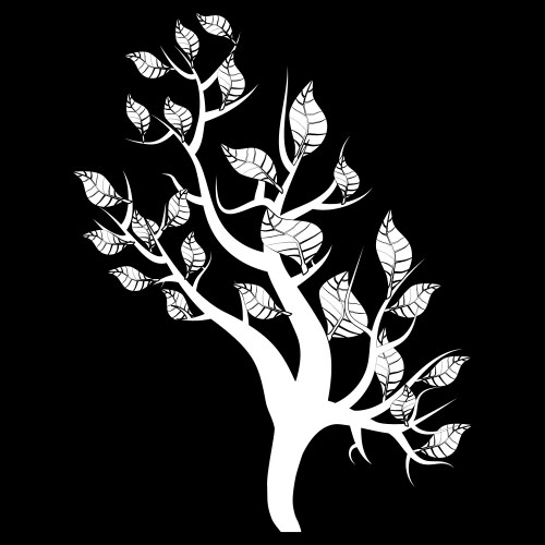 Outline young shoot of tree with leaves isolated Vector Image