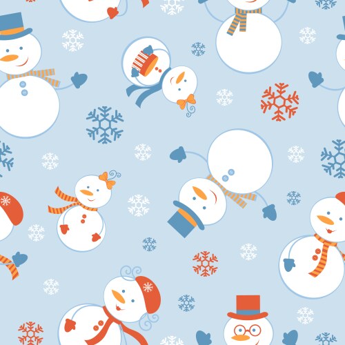 Cute snowmen seamless pattern Royalty Free Vector Image