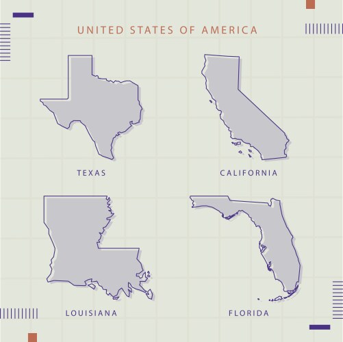 Hand drawn usa states outline map Royalty Free Vector Image