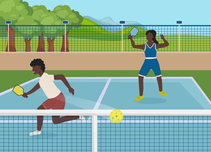 Playing pickleball new modern game Royalty Free Vector Image