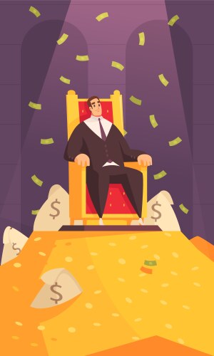 Happy rich man successful businessman runs up Vector Image