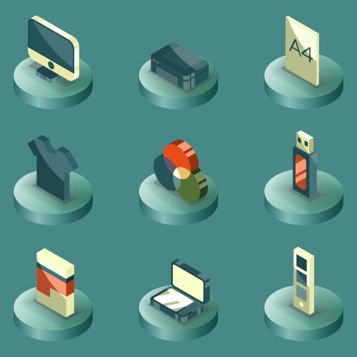 Basic printing icons Royalty Free Vector Image