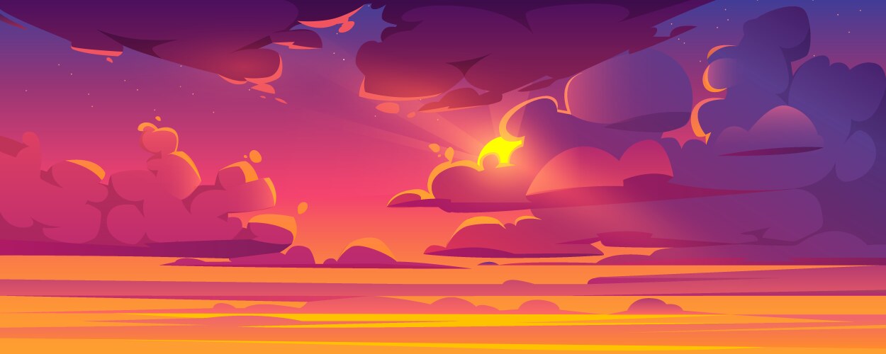 Cartoon evening sky sunset or morning landscape Vector Image