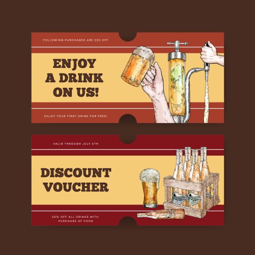 Beer Party Gift Voucher Template – Royalty-Free Vector | VectorStock