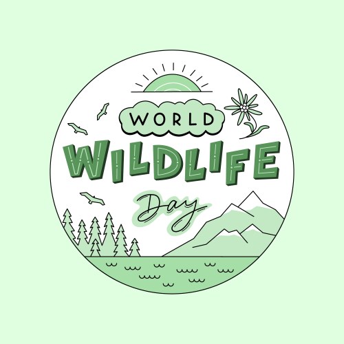 World wildlife day lettering Royalty Free Vector Image