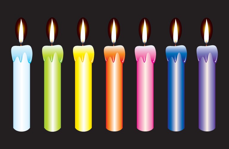Candles of various forms with burning fire Vector Image
