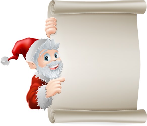 Parchment scroll empty christmas letter with santa